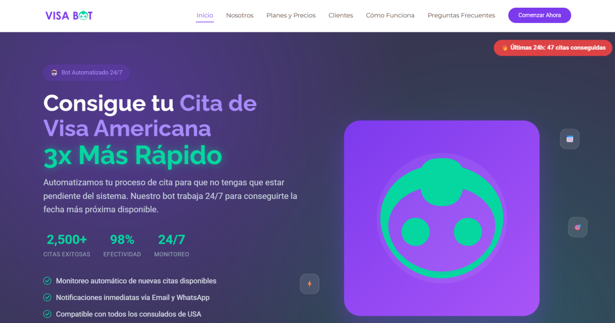 Adelanta Cita Visa Americana - Bot Automatizado VisaBot | 98% Efectividad